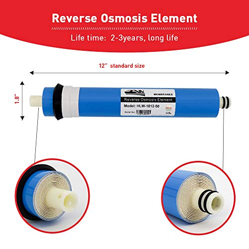 50 GPD Reverse Osmosis Membrane 1.8"x12" RO Membrane Water Filter Replacement,Reverse Osmosis Fit for Under Sink RO Drinking Water Purifier System 1-Pack