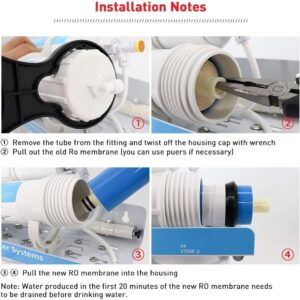 100GPD Reverse Osmosis Membrane, RO Membrane 100 GPD 2.0"x12" Water Filter Replacement Fits Under Sink RO Drinking Water Purifier System, 1 Pack