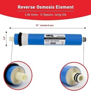 100GPD Reverse Osmosis Membrane, RO Membrane 100 GPD 2.0"x12" Water Filter Replacement Fits Under Sink RO Drinking Water Purifier System, 1 Pack