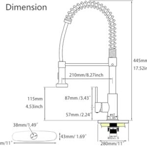 Pirooso Kitchen Sink Faucet, Solid Brass Kitchen Faucet with 3 Function Pull Down Sprayer, Black and Gold Kitchen Faucet