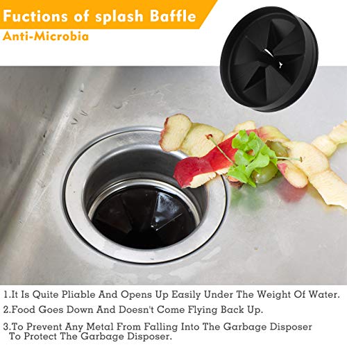 Sink Baffle QCB-AM, Replacement for Evolution Series, Garbage Disposal Splash Guards, Quite Collar, Drain Plugs, Disposer Accessories 3.25Inch (Black (1pcs))