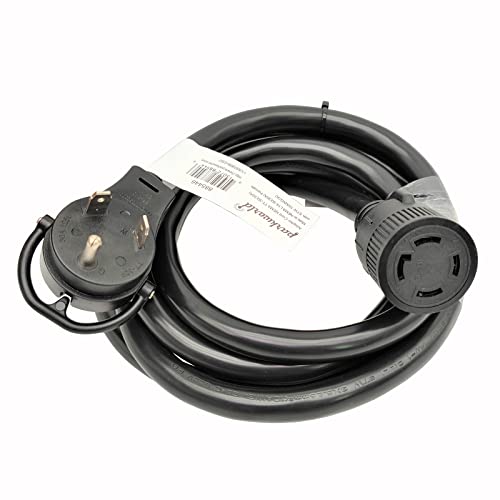 Parkworld 885446 NEMA TT-30P to L14-30R Generator Adapter Cord, Transfer Switch Adapter, RV 30A TT-30 Male Plug with Handle to Generator 30A 4-Prong L14-30 Female Receptacle (10 Foot)