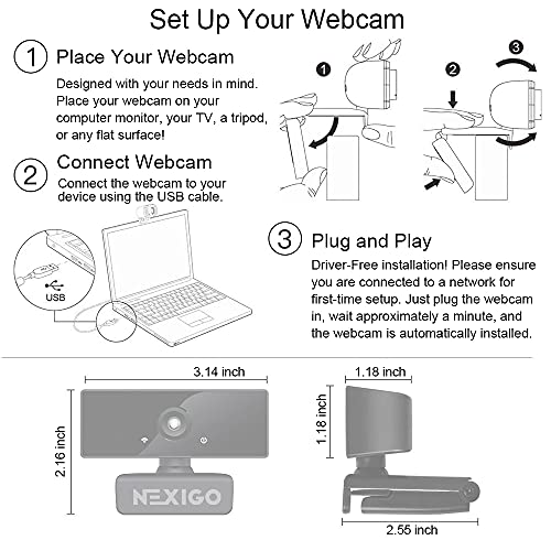 NexiGo N660 1080P Business Webcam, Dual Microphone & Privacy Cover, USB FHD Web Computer Camera, Plug and Play, for Zoom/Skype/Teams/Webex, Laptop MAC PC Desktop