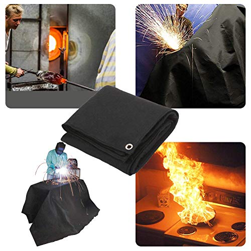 OASD 3x3FT 16 oz High Tempe Welding Felt 450GSM Carbon Fiber Welding Protective Blanket with the Pre-oxidation and Carbonization Treatment 3mm Thickness, Torch Shield Plumbing Heat and Grommets