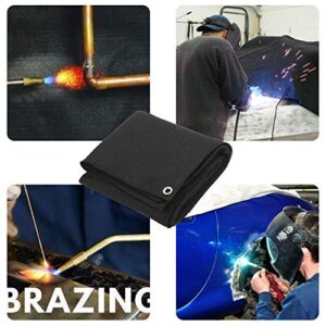 OASD 3x3FT 16 oz High Tempe Welding Felt 450GSM Carbon Fiber Welding Protective Blanket with the Pre-oxidation and Carbonization Treatment 3mm Thickness, Torch Shield Plumbing Heat and Grommets