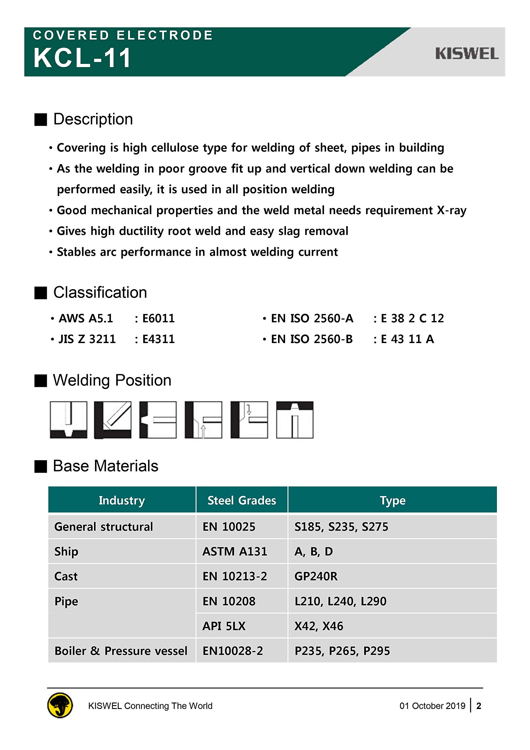 E6011 1/8" 3/32" 5/32" Kiswel Premium Arc Welding Electrode (Other, 1x8")