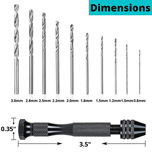 Mr. Pen- Hand Drill with 10 Drill Bits (0.6-3.0mm), Jewelry Drill, Resin Drill, Mini Drill, Hand Drill for Jewelry Making, Pin Vise Hand Drill, Hand Drill for Resin, Micro Drill Bit, Mini Drill Set