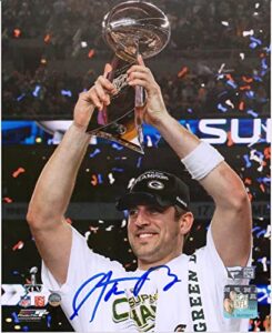 aaron rodgers green bay packers autographed 8" x 10" super bowl xlv photograph - autographed nfl photos