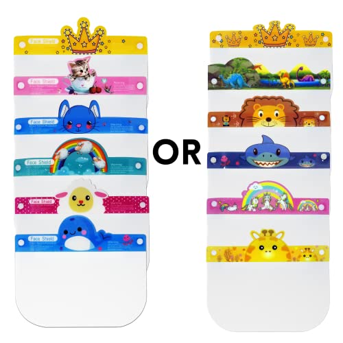 O2 LIFECARE] 6 Qty KIDS Face Shield Face Cover with 6 Different from Each other Character Clear Visor Elastic Band & Confort Sponge x 6 qty