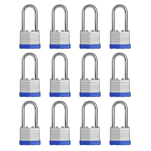 Fu Volante Lock, 1-9/16" (40mm) Laminated Keyed Padlocks, keyed Alike Locks, 2 inch Long Shackle Locks- Pack of 12