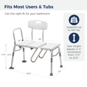 Drive Medical Splash Defense Tub Transfer Bench for Bathtub with Curtain Guard Protection, White