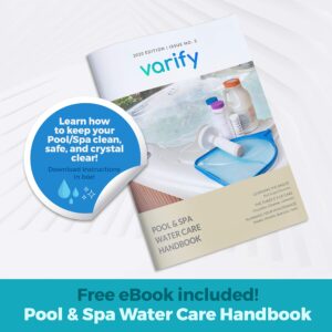 Varify Premium Pool and Spa Test Strips - 7 in 1 Testing Strip for Pools, Spa, Hot Tub & More - Water Quality Testing Kit for Hardness, Chlorine, Bromine, pH, Alkalinity & Cyanuric Acid (100 Strips)