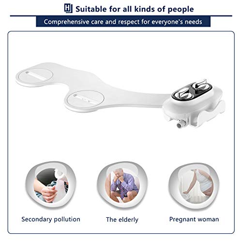 Bidet Toilet Seat Attachment, Non-Electric Self Cleaning Dual Nozzle (Posterior/Feminine Wash) Fresh Water Sprayer Bidet with Adjustable Water Pressure Switch and Mobile Phone Holder