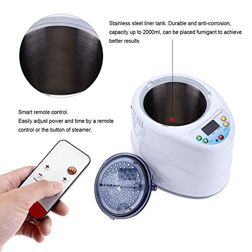 Ejoyous Sauna Steamer Machine for Home, 2L Portable Sauna Steam Generator Fumigation Machine Stainless Steel Pot with Intelligent Remote Control for Sauna Spa Tent Body Detox, US Plug