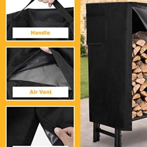 GASPRO 8FT Firewood Rack Outdoor with Cover, Adds Sturdy Middle Upright, Heavy Duty Steel Log Rack Wood Holder, Easy to Assemble