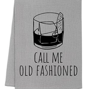 Funny Dish Towel, Call Me Old Fashioned, Flour Sack Kitchen Towel, Sweet Housewarming Gift, Farmhouse Kitchen Decor, White or Gray (Gray)