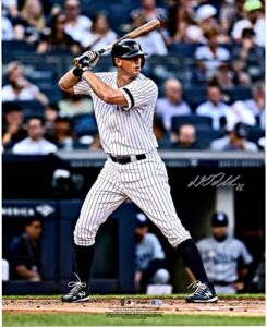 dj lemahieu new york yankees autographed 16" x 20" hitting photograph - autographed mlb photos