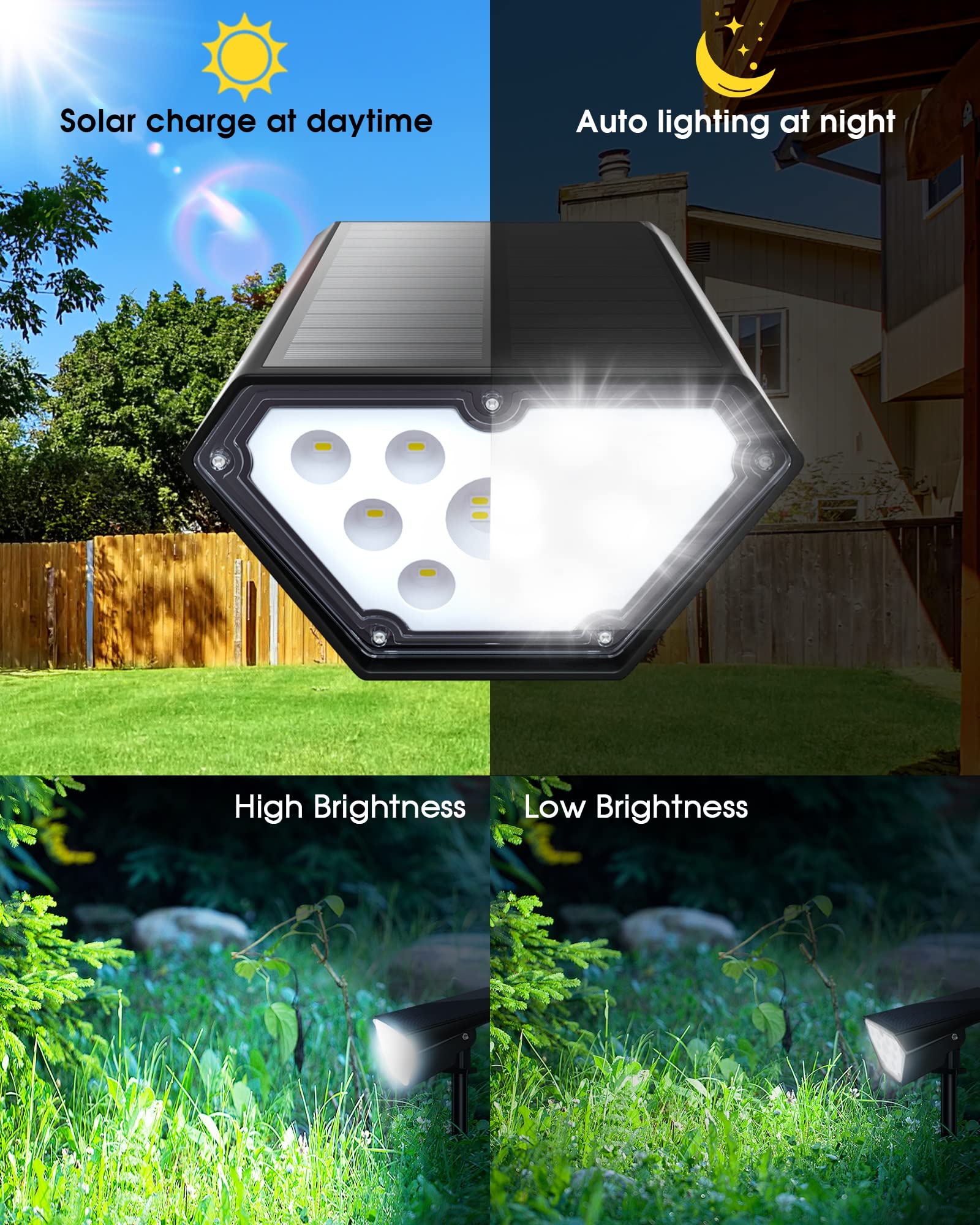 Biling Solar Spot Lights Outdoor, Bright 700 Lumen Solar Lights Outdoor Waterproof IP67, Solar Landscape Lights Uplights for House Patio Pathway Yard Garden Driveway Pool - White(4 Pack)