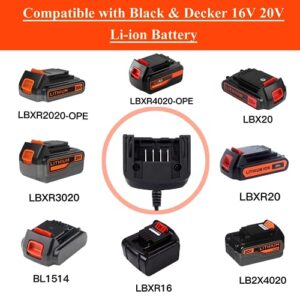 LALAFO LCS1620 20V Lithium Battery Charger Compatible with Black & Decker 16V 20V MAX Li-ion Battery LB20 LBX20 LBXR20 LBXR2020-OPE LBXR2520 LBX4020 LB2X4020 LBXR16 BL1514