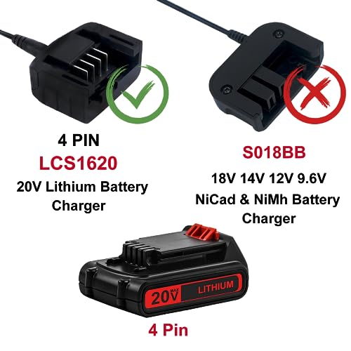 LALAFO LCS1620 20V Lithium Battery Charger Compatible with Black & Decker 16V 20V MAX Li-ion Battery LB20 LBX20 LBXR20 LBXR2020-OPE LBXR2520 LBX4020 LB2X4020 LBXR16 BL1514