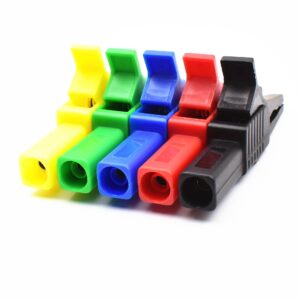 5 Colors 10Pcs 1000V 32A Heavy Duty Full Insulated Automotive Car Battery Alligator Clips Electrical Test Clips with 4mm Banana Jack Socket Terminals for Multimeter Test Leads