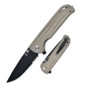 Kizer Justice, EDC Folding Knife Black N690 Blade and Desert G10 Handle with Clip pocket knives for men -V4543N2