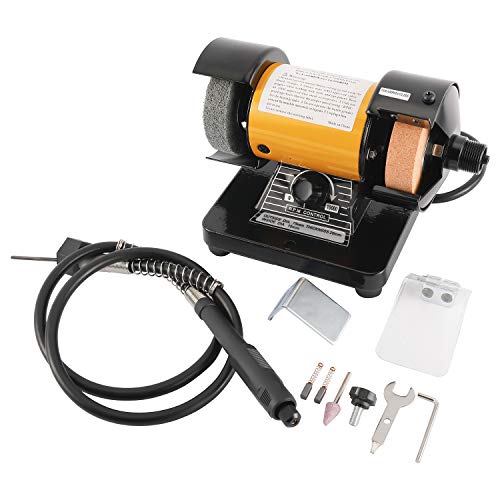 3" Multipurpose Mini Bench Grinder Polisher with 31" Long Flexible Shaft and Accessories, Variable Speed Dial 0-10000 RPM, 110V 150W Single Phase Motor