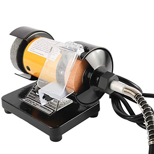 3" Multipurpose Mini Bench Grinder Polisher with 31" Long Flexible Shaft and Accessories, Variable Speed Dial 0-10000 RPM, 110V 150W Single Phase Motor