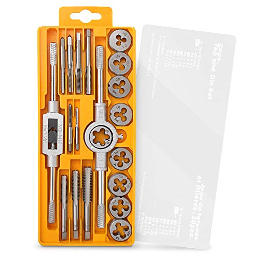 Hi-Spec 20 Piece Metric Tap & Die Set - Complete M3 to M12 Fine & Coarse Tools to Cut, Chase and Thread with Wrench Accessories in a Tray Case