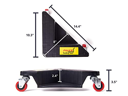 Pake Handling Tools - Furniture Corner Mover 3 Wheel Dolly- Low Profile Wheel Dollies Set of 4-880 lb. Load Capacity