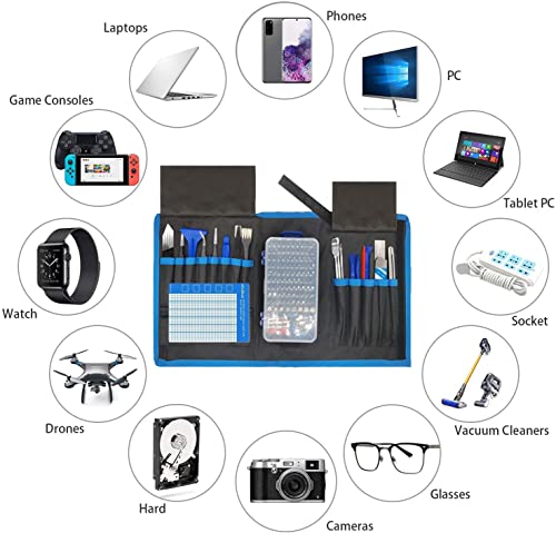 oGoDeal 155 in 1 Precision Screwdriver Set Professional Electronic Repair Tool Kit for Computer, Eyeglasses, iPhone, Laptop, PC, Tablet,PS3,PS4,Xbox,Macbook,Camera,Watch,Toy,Jewelers,Drone Blue