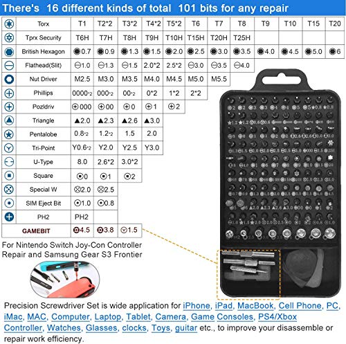 oGoDeal 155 in 1 Computer Repair Kit,Professional Electronic Repair Kit for Computer, iPhone, Laptop, PC, Tablet,Cell phone, Nintendo,PS3,PS4,Xbox,Macbook,Camera,Toy,Drone Black