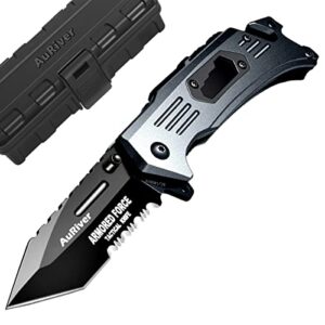 folding knife, 6-in-1 survival folding pocket knife with glass breaker, seatbelt cutter, bottle opener and steel serrated blade ect multi-function emergency tool