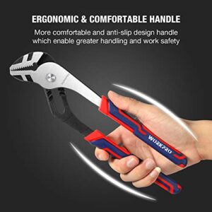 WORKPRO 3 Piece Groove Joint Pliers Set, 12/10/8 Inch Adjustable Water Pump Pliers, Straight Jaw Pliers for Home Repair, Gripping, Nuts, Bolts, Pipe & Fittings