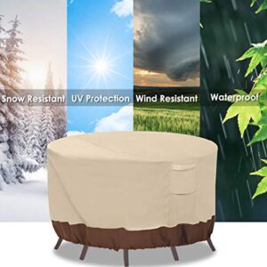 Vailge Round Patio Furniture Covers, 100% Waterproof Outdoor Table Chair Set Covers, Anti-Fading Cover for Outdoor Furniture Set, UV Resistant, 62" DIAx28 H,Beige & Brown