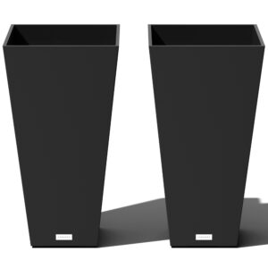 veradek v-resin indoor/outdoor taper planter, 2-pack (26 inch, black)