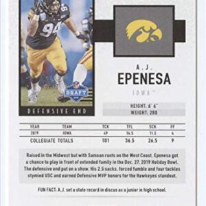 2020 Score #337 A.J. Epenesa RC Rookie Iowa Hawkeyes Football Trading Card