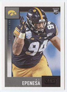 2020 score #337 a.j. epenesa rc rookie iowa hawkeyes football trading card