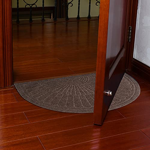 Morning View Half Round Door Mat Indoor Half Circle Entrance Rugs Outdoor Half Moon Entryway Rug Half Round Front Door Mats Rubber Welcome Mat Non Slip (Brown)