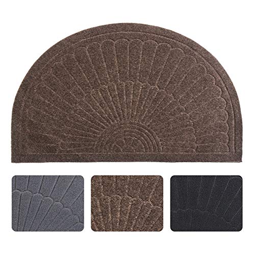 Morning View Half Round Door Mat Indoor Half Circle Entrance Rugs Outdoor Half Moon Entryway Rug Half Round Front Door Mats Rubber Welcome Mat Non Slip (Brown)