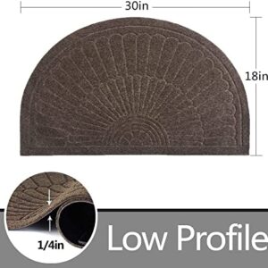 Morning View Half Round Door Mat Indoor Half Circle Entrance Rugs Outdoor Half Moon Entryway Rug Half Round Front Door Mats Rubber Welcome Mat Non Slip (Brown)