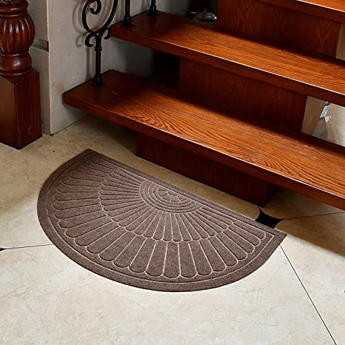 Morning View Half Round Door Mat Indoor Half Circle Entrance Rugs Outdoor Half Moon Entryway Rug Half Round Front Door Mats Rubber Welcome Mat Non Slip (Brown)