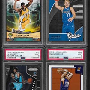 LUKA DONCIC KEVIN DURANT JA MORANT DEVIN BOOKER 4 CARD ROOKIE LOT GRADED PSA 9 MINT PANINI & UD NBA SUPERSTARS