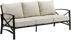 crosley furniture ko60027bz-ol kaplan outdoor metal sofa, oiled bronze with oatmeal cushions