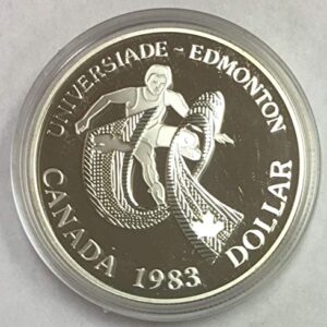 1983 CA Canada Silver Dollar - Universiade-Edmonton in Original Box $1 Proof Royal Canadian Mint