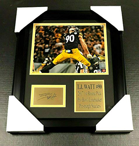 TJ WATT STEELERS LASER ENGRAVED AUTOGRAPHED PLATE Framed 8x10 Photo