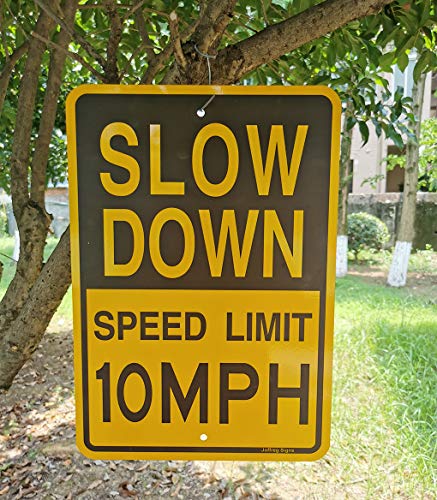 Joffreg Slow Down Speed Limit 10 MPH Sign,17 x12 Inches,Reflective Aluminum (2 Pack)