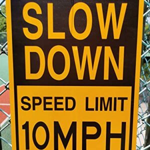 Joffreg Slow Down Speed Limit 10 MPH Sign,17 x12 Inches,Reflective Aluminum (2 Pack)