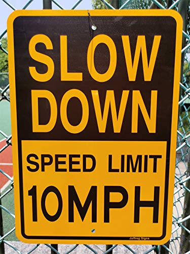 Joffreg Slow Down Speed Limit 10 MPH Sign,17 x12 Inches,Reflective Aluminum (2 Pack)