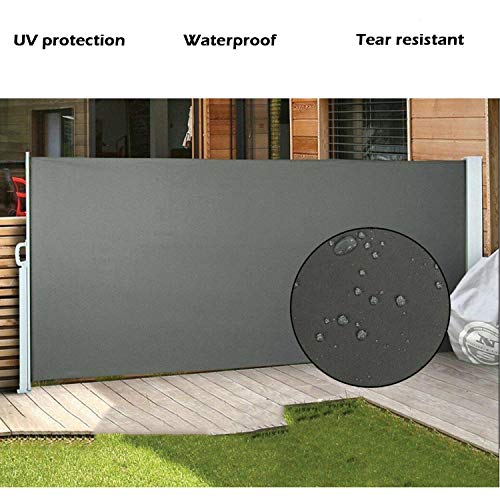 MYOYAY Retractable Folding Side Awning Waterproof Sun Shade Wind Screen Privacy Divider for Garden, Outdoor, Patio and Terrace Dark Grey 63" x 118"